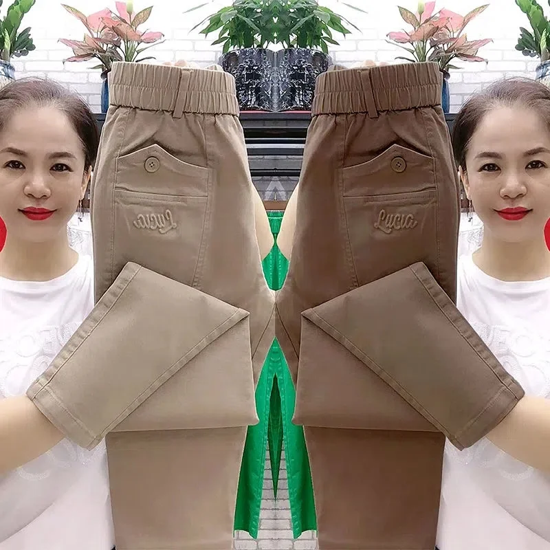 Kad-n-lkbahar-yaz-2023-y-ksek-bel-pantolon-pamuk-elastik-y-kama-Harun ...