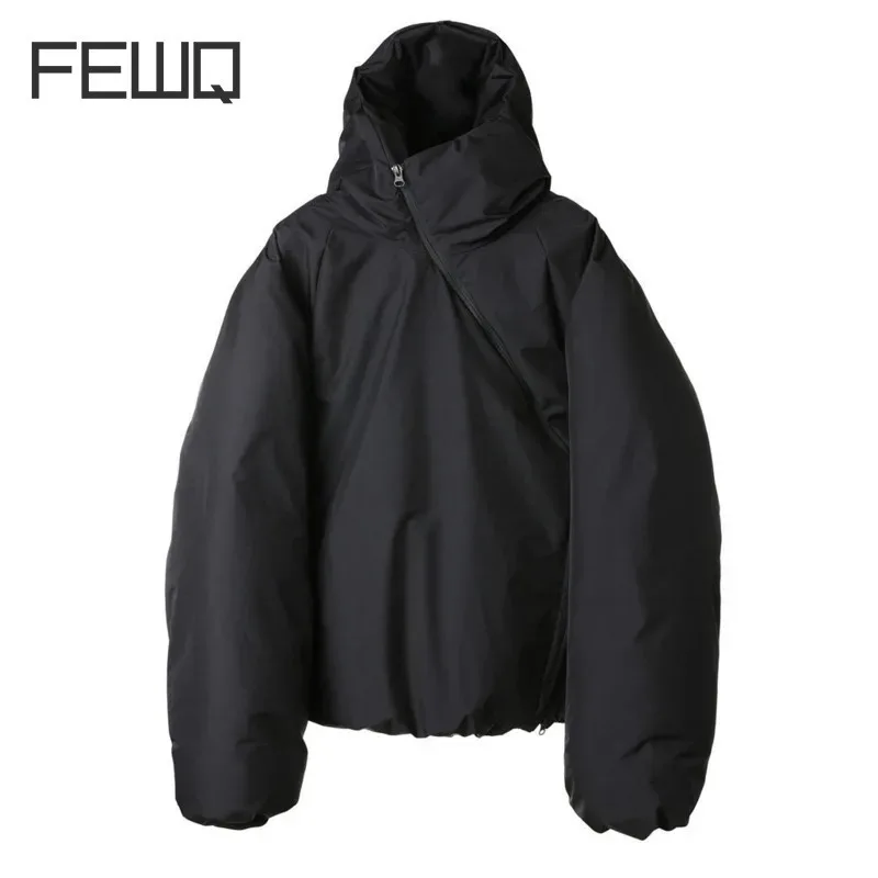 FEWQ-Hooded-Cotton-Men-Padded-Jacket-With-Hat-Irregular-Zipper-Design ...