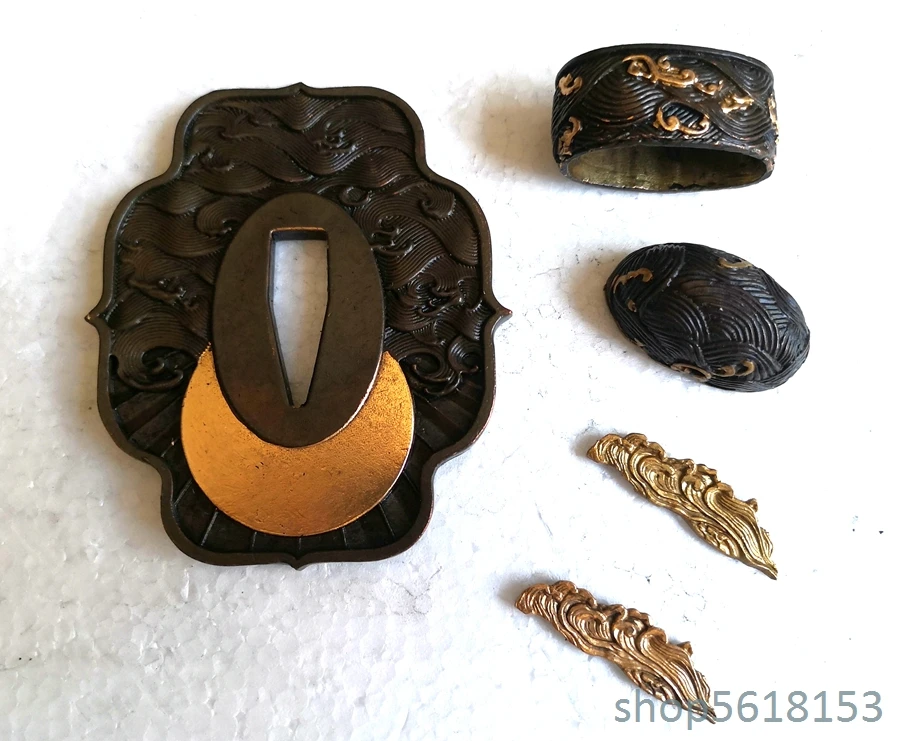 Gold-Copper-the-Sun-and-the-Moon-tsuba-and-fuchi-menuki-for-Japanese ...