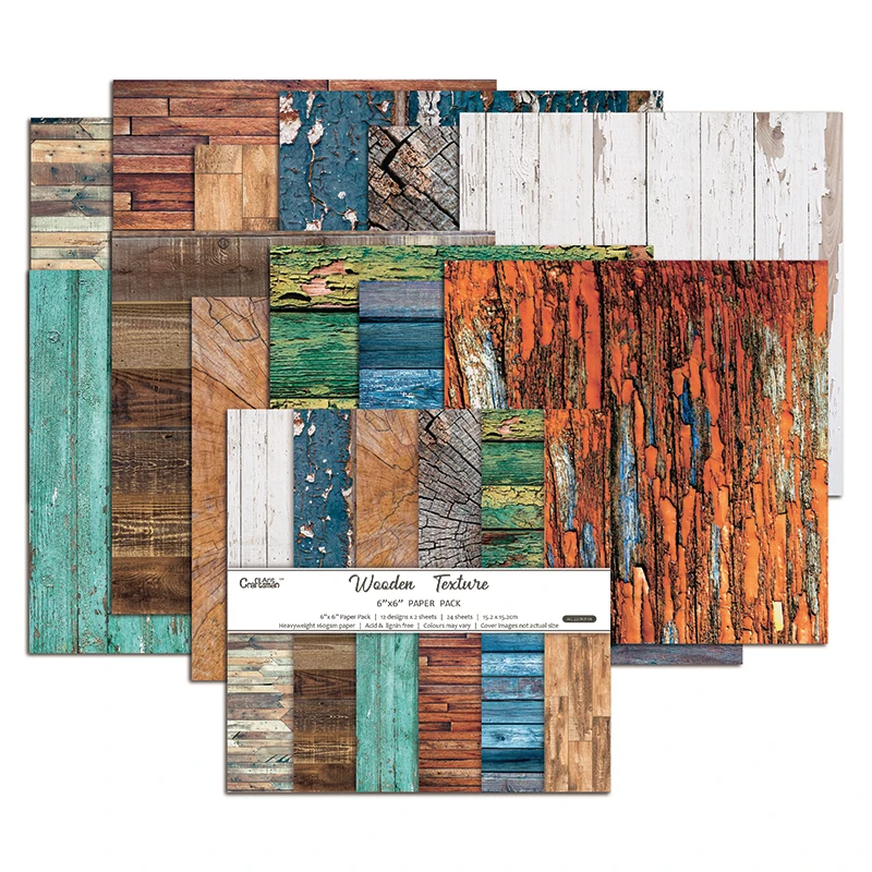 Kscraft 6" Single-side Printed Wooden Texture Pattern Creative ...