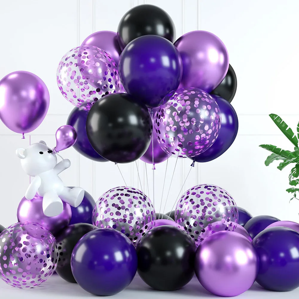 Globos-morados-y-negros-de-30-48-cm-globos-de-helio-de-l-tex-color ...
