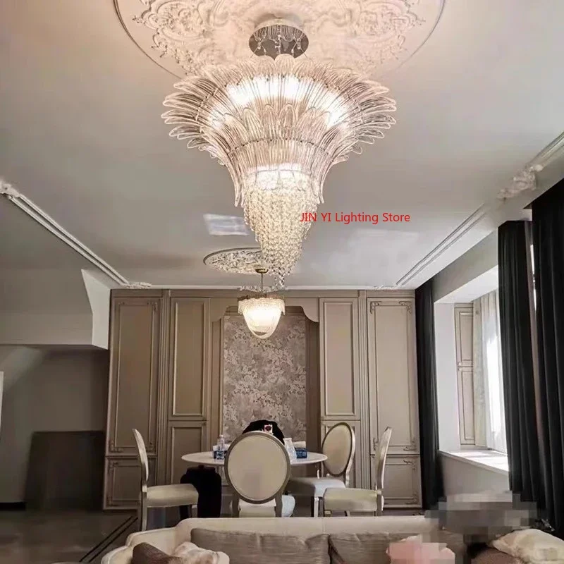 Design Ceiling Chandeliers Crystal Pendant Lamp Living Room Staircase ...