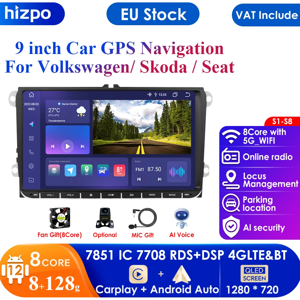 4G + 64G DSP Radio 2din samochodowe Multimedia GPS dla VW Passat B6 T5 ...
