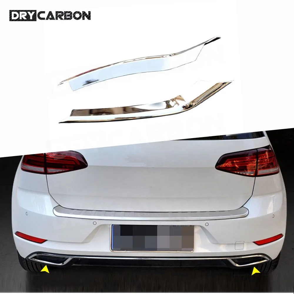 2 PCS Rear Bumper Lip Exhaust End Pipe Tips Trim Sticker Strips For VW ...