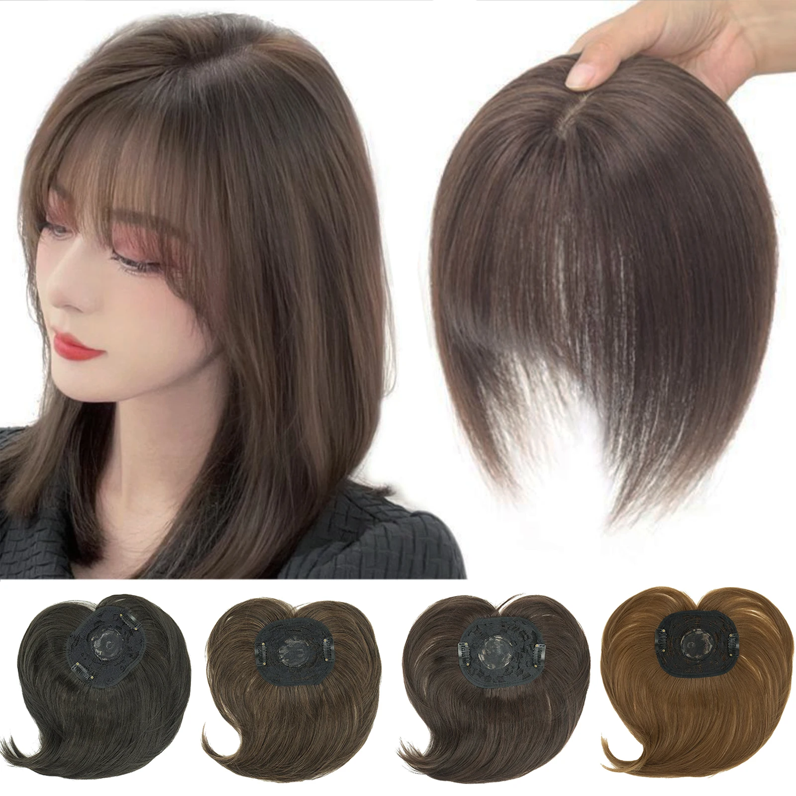 Soowee-Synthetic-Hair-Topper-With-Bangs-Invisible-3D-Hair-Toupee ...