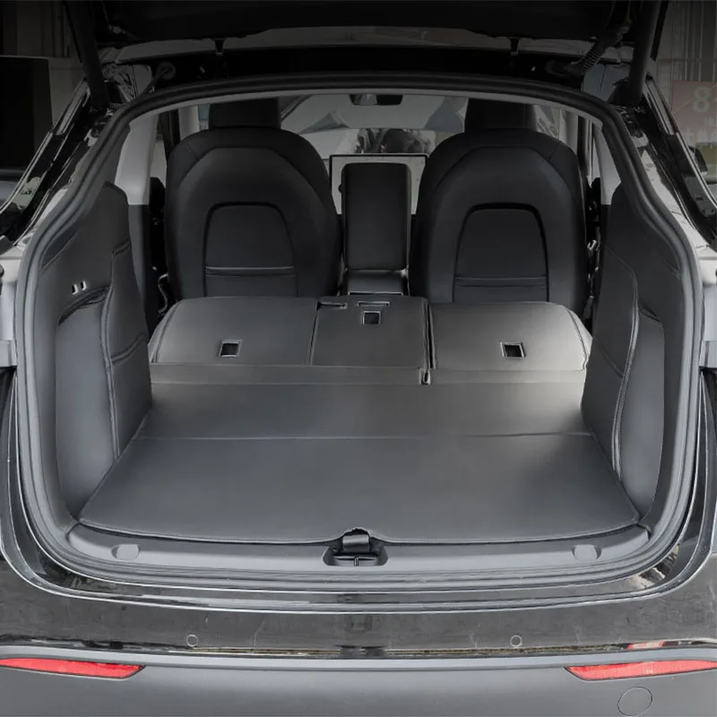 For Tesla Model Y Leather Trunk Liners Set Full Coverage Boot Carpet ...