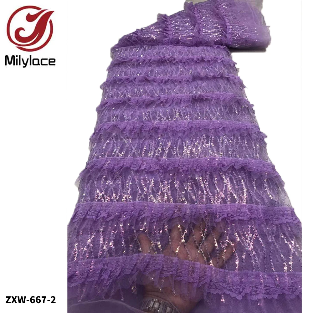 High Quality Beaded French Mesh Tulle Lace Fabric With Sequins African Lace Fabric For Sewing ...