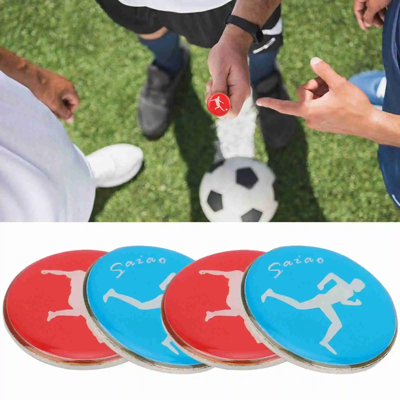 4pcs Referee Side Toss Coin Double Face Sports Football Pattern Soccer ...