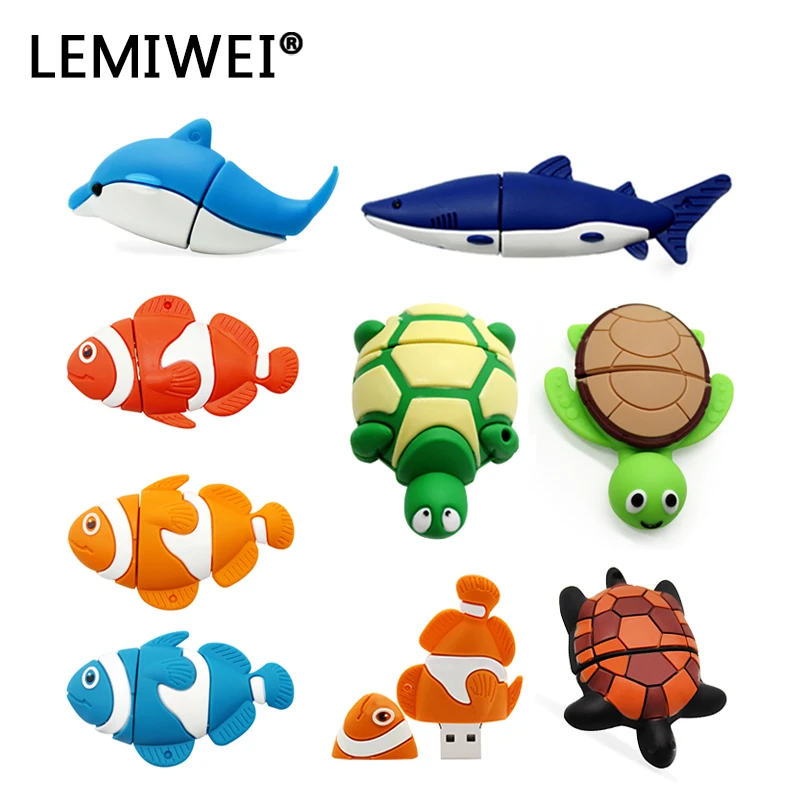 Cartoon-Cute-Animal-Pen-Drive-Dolphin-Fish-Shark-Turtle-Octopus-USB ...