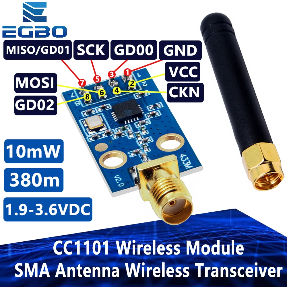 CC1101 Wireless Module With SMA Antenna Wireless Transceiver Module For ...
