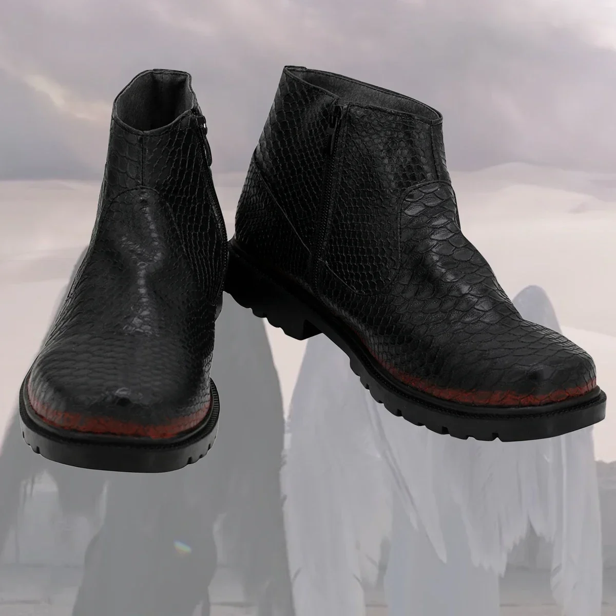 Customized Demon Crowley Cosplay Boots PU Leather - Good Omens Movie ...