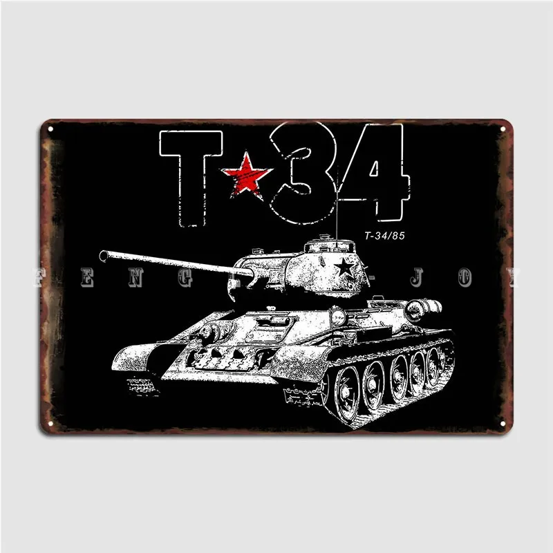 T34-Tank-Soviet-Metal-Sign-Wall-Cave-Wall-Design-Poster-Tin-Sign ...