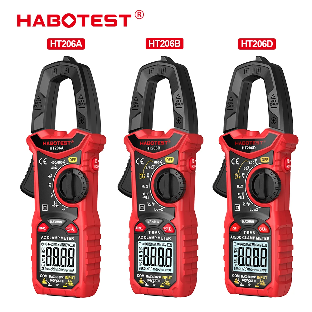 HABOTEST-HT206-AC-DC-Digital-Clamp-Meter-Multimeter-True-RMS-Auto-Range ...