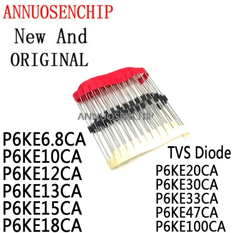 50PCS-TVS-Diode-6-8V-P6KE6-8CA-P6KE10CA-P6KE12CA-P6KE13CA-P6KE15CA ...
