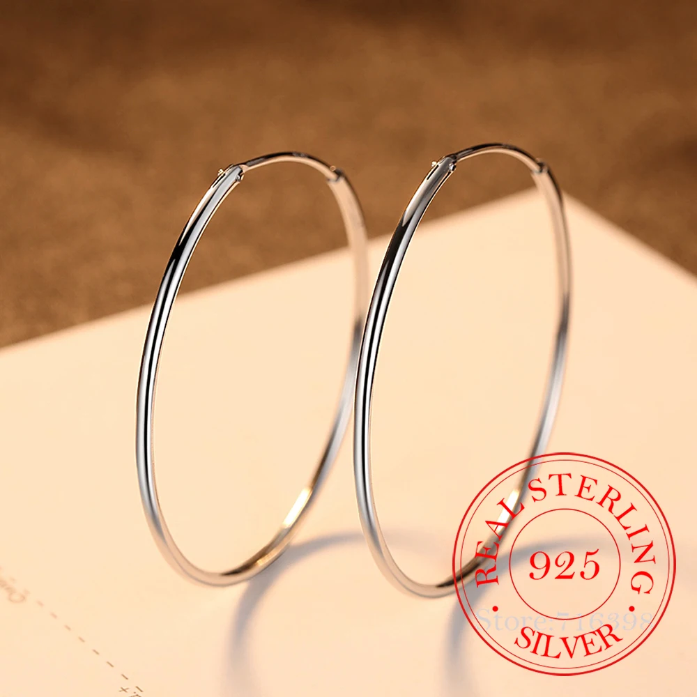 S925-Sterling-Silver-1cm-5cm-Round-Circle-Hoop-Earrings-For-Women-Ladies-Korean-Wedding-Party ...