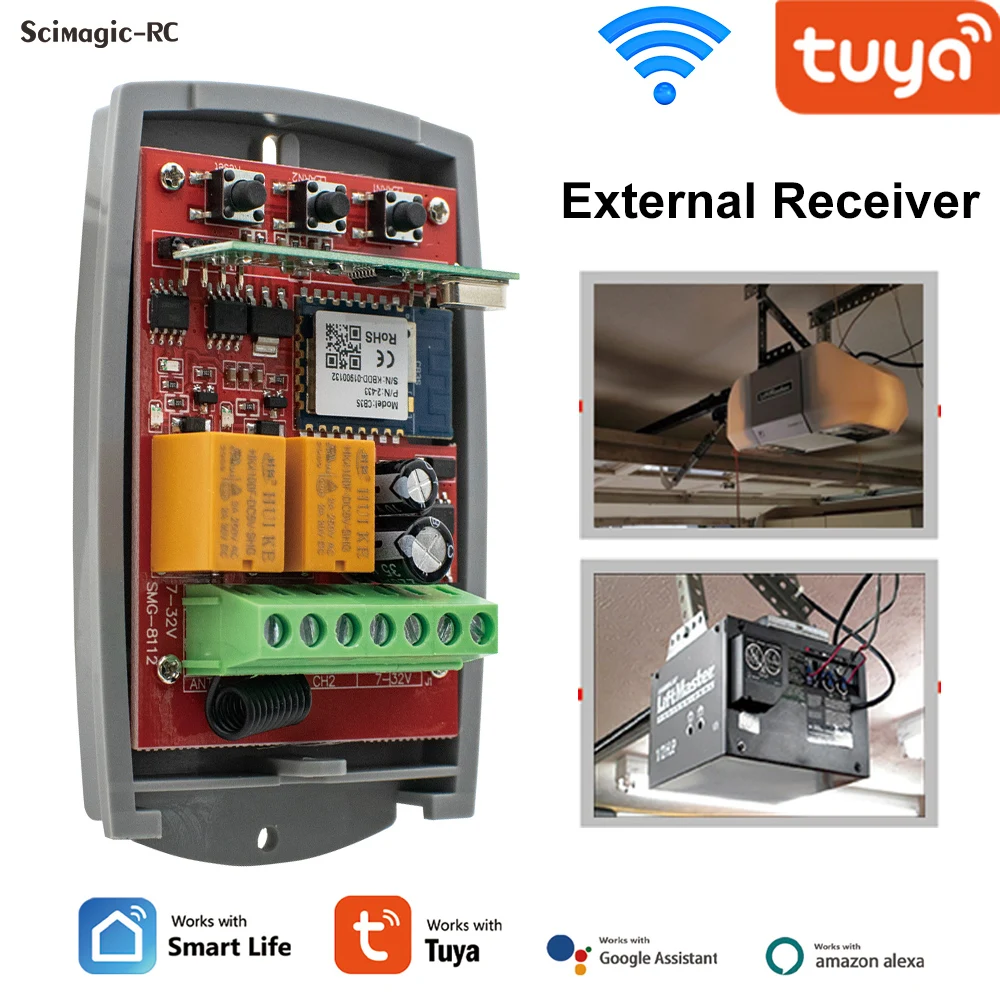 WIFI-Garage-Gate-Door-External-Receiver-Wifi-433-mhz-Tuya-Module-2CH ...