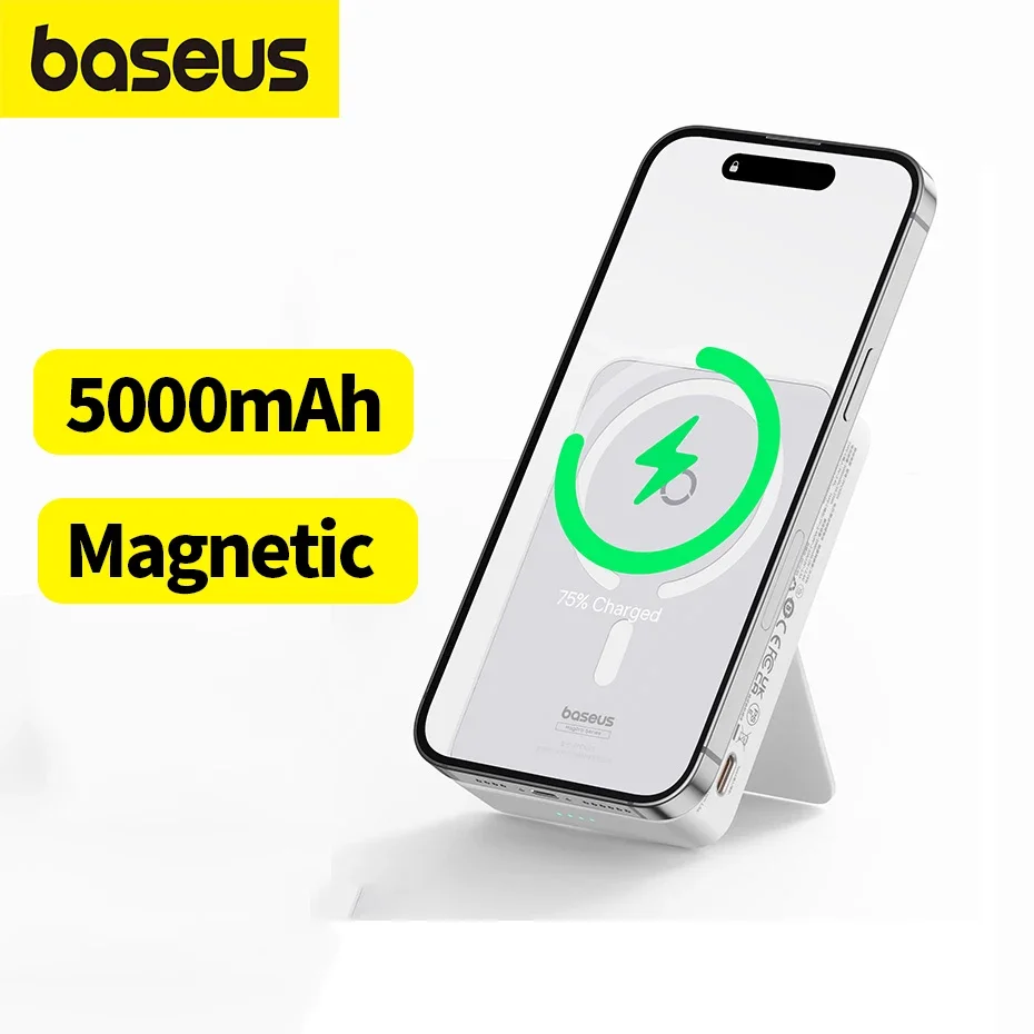 Baseus-20W-5000mAh-Magnetic-Phone-Stand-Power-Bank-Wireless-External ...
