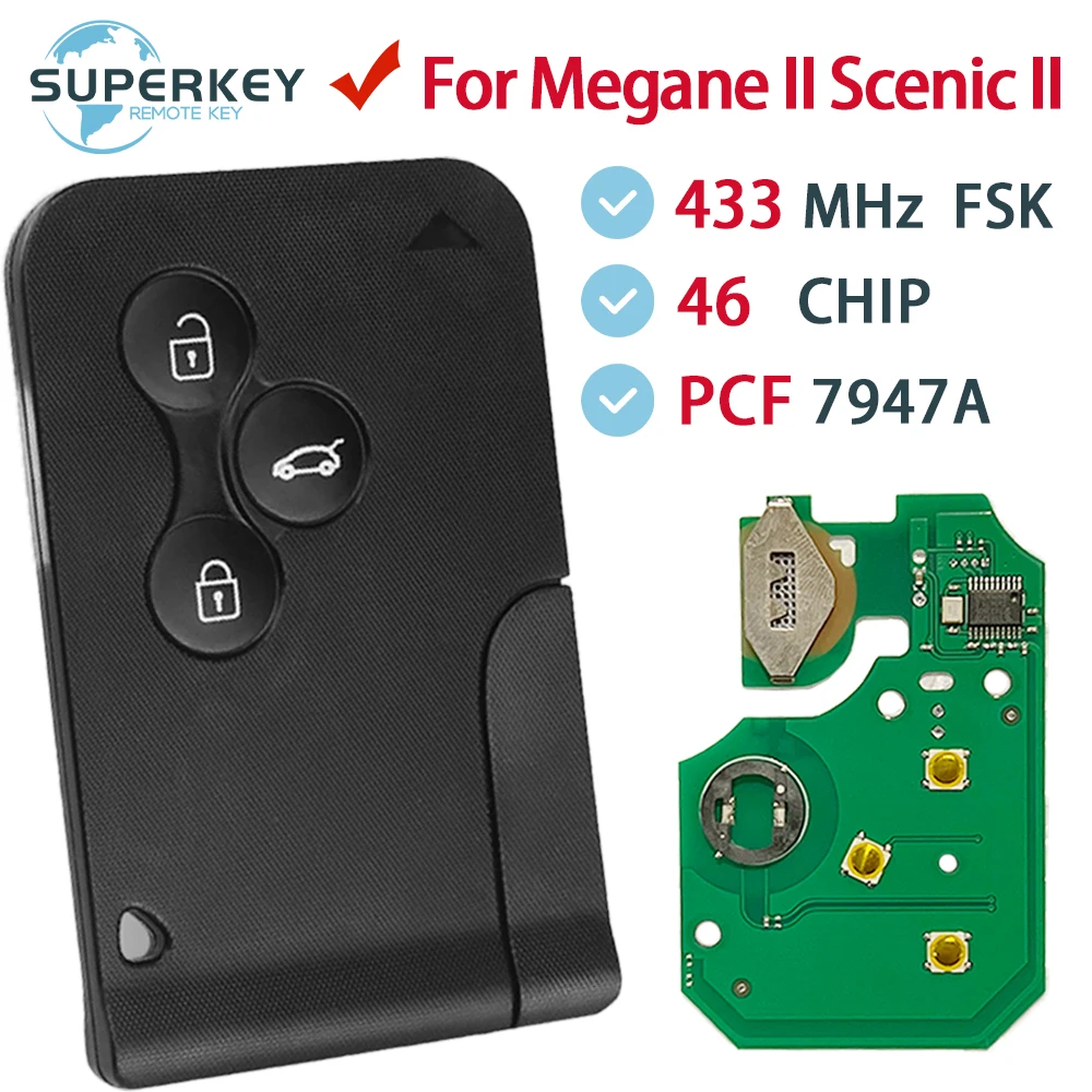 For 2003-2008 Renault Megane II Scenic II Grand PCF7947A 433Mhz 46 Chip ...