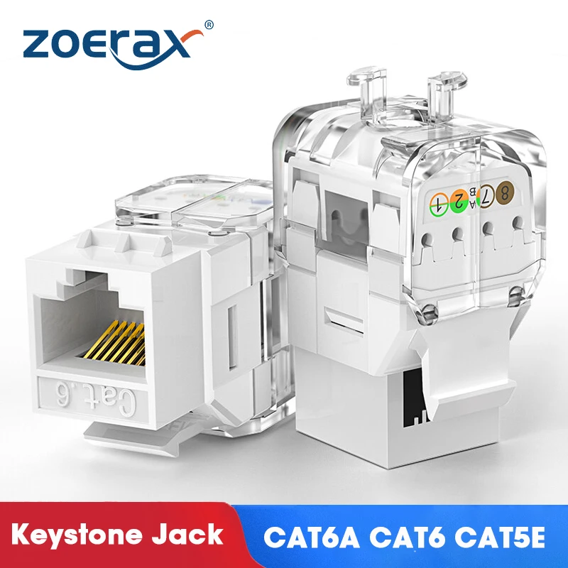 ZoeRax CAT6A CAT6 CAT5e Tool Less RJ45 UTP Keystone Jack, No Punch Down ...