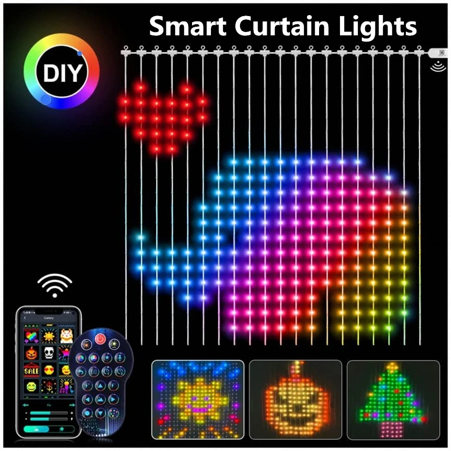 Smart LED Curtain Lights DIY RGB Fairy Garland 3M 400LEDs String Lights ...
