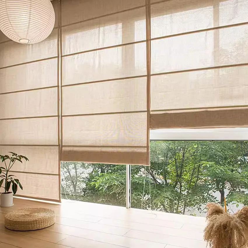 Modern-Cotton-Linen-Customized-Roman-Shade-Hardware-For-Installation ...