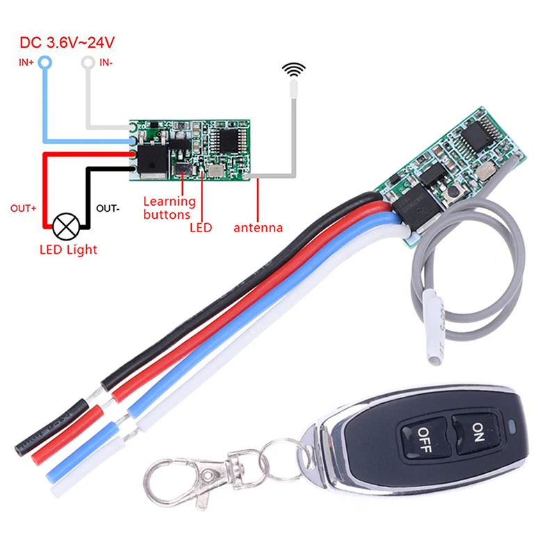 433mhz-DC-3-6V-5V-9V-12V-24V-1CH-Mini-Relay-Wireless-RF-Remote-Control ...
