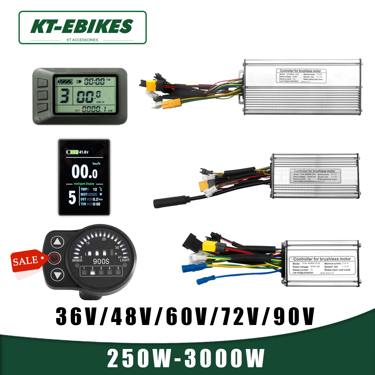 KT Ebike Motor Controller LCD led Display Kunteng 36V 48V Lcd3 lcd8h ...