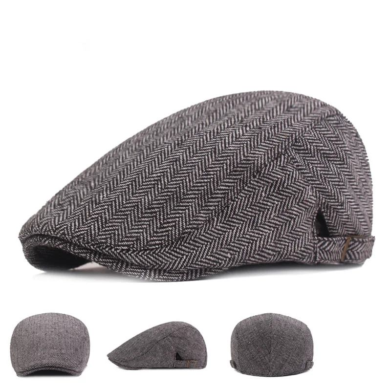 Newsboy-Cap-Men-Spring-autumn-Vintage-Herringbone-Casual-Stripe-Berets ...