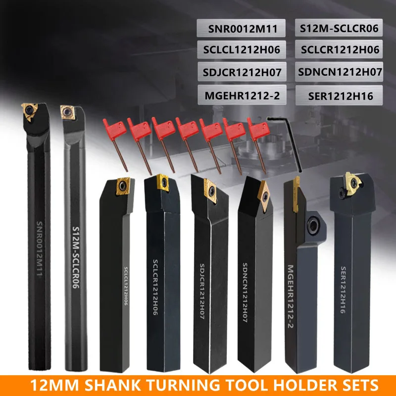 8Sets-of-12MM-CNC-Lathe-Turning-Tool-Holder-Boring-Bar-with-Applicable ...