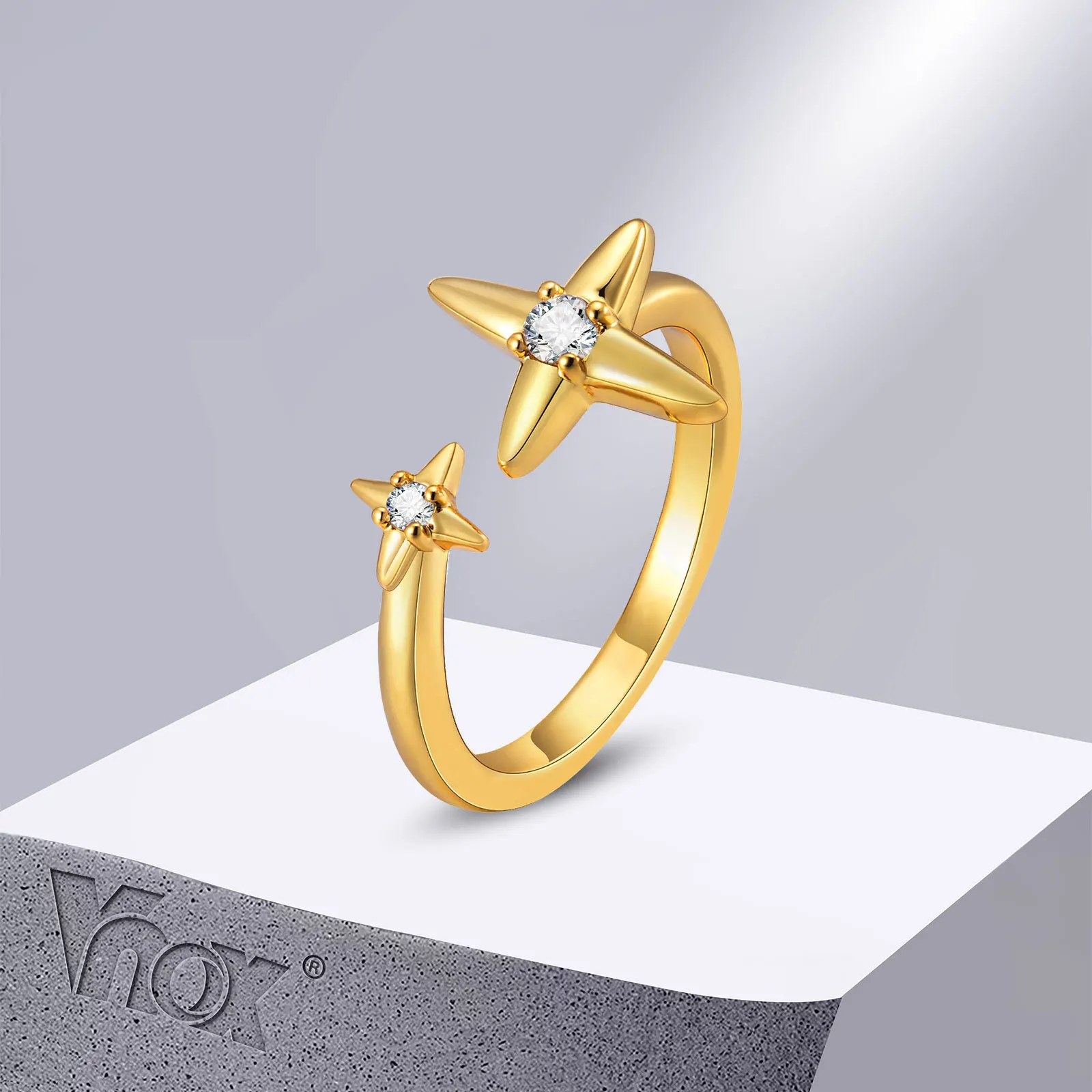 Vnox-Chic-Double-Stars-Rings-for-Women-Girls-Gold-Color-Cocktail-Ring ...