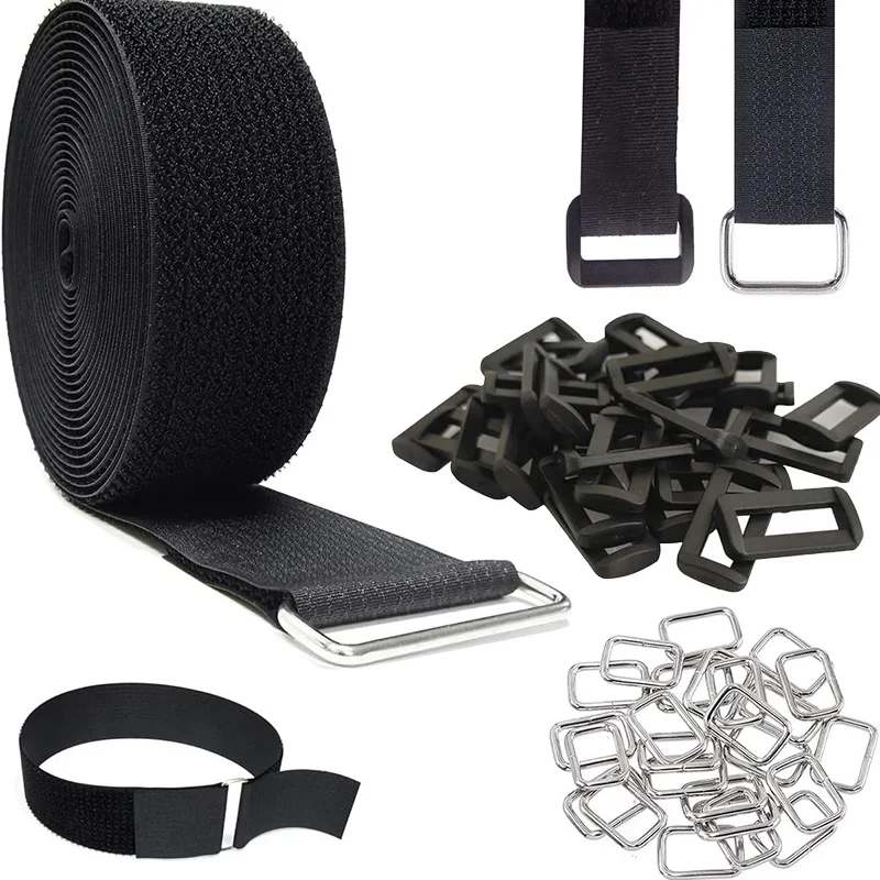 2Meter-Adjustable-Fastener-Cable-Straps-with-10Pcs-Buckles-Reusable-Cut ...