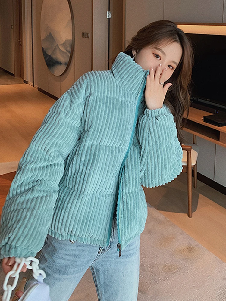 Parkas-acolchoadas-de-veludo-de-veludo-feminino-jaqueta-solta-grossa-e-quente-casacos-s-lidos ...