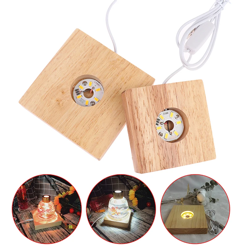Wood-Light-Base-Rechargeable-Remote-Control-Wooden-LED-Rotating-Display ...