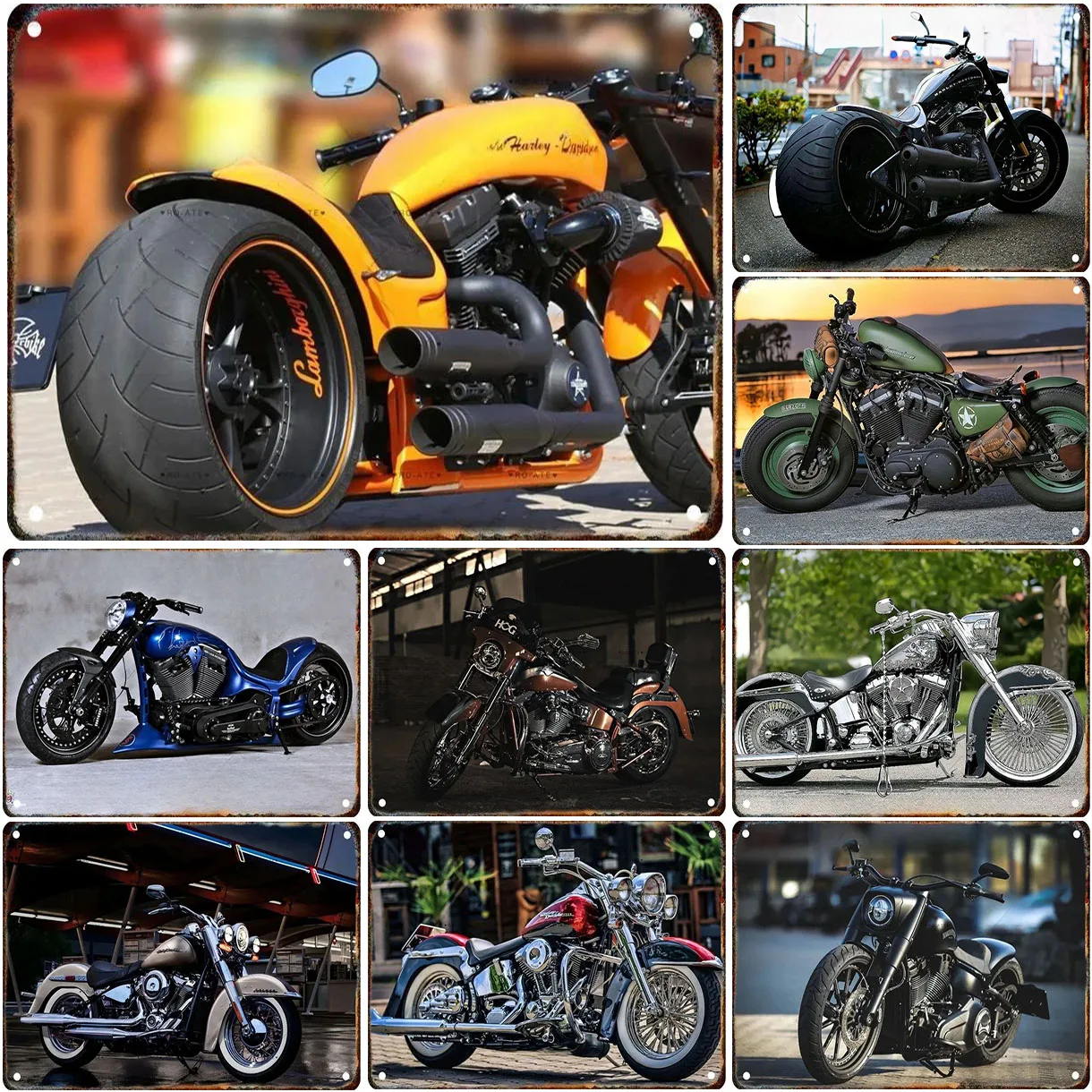 Metal Tin Sign Classic Motorcycle Wall Decoration Plaque Vintage Art ...