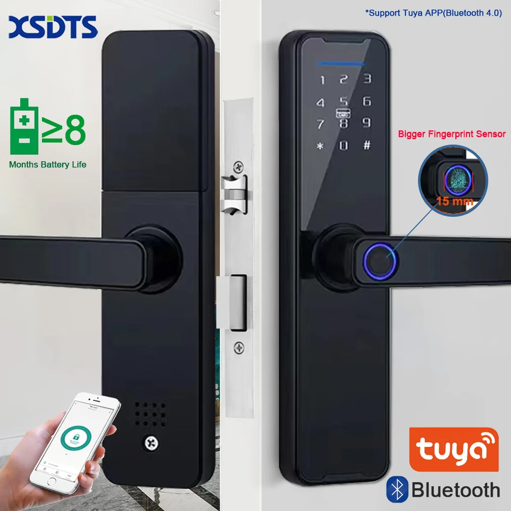 XSDTS-Fingerprint-Door-Lock-Bluetooth-Smart-Lock-Tuya-App-Remote ...