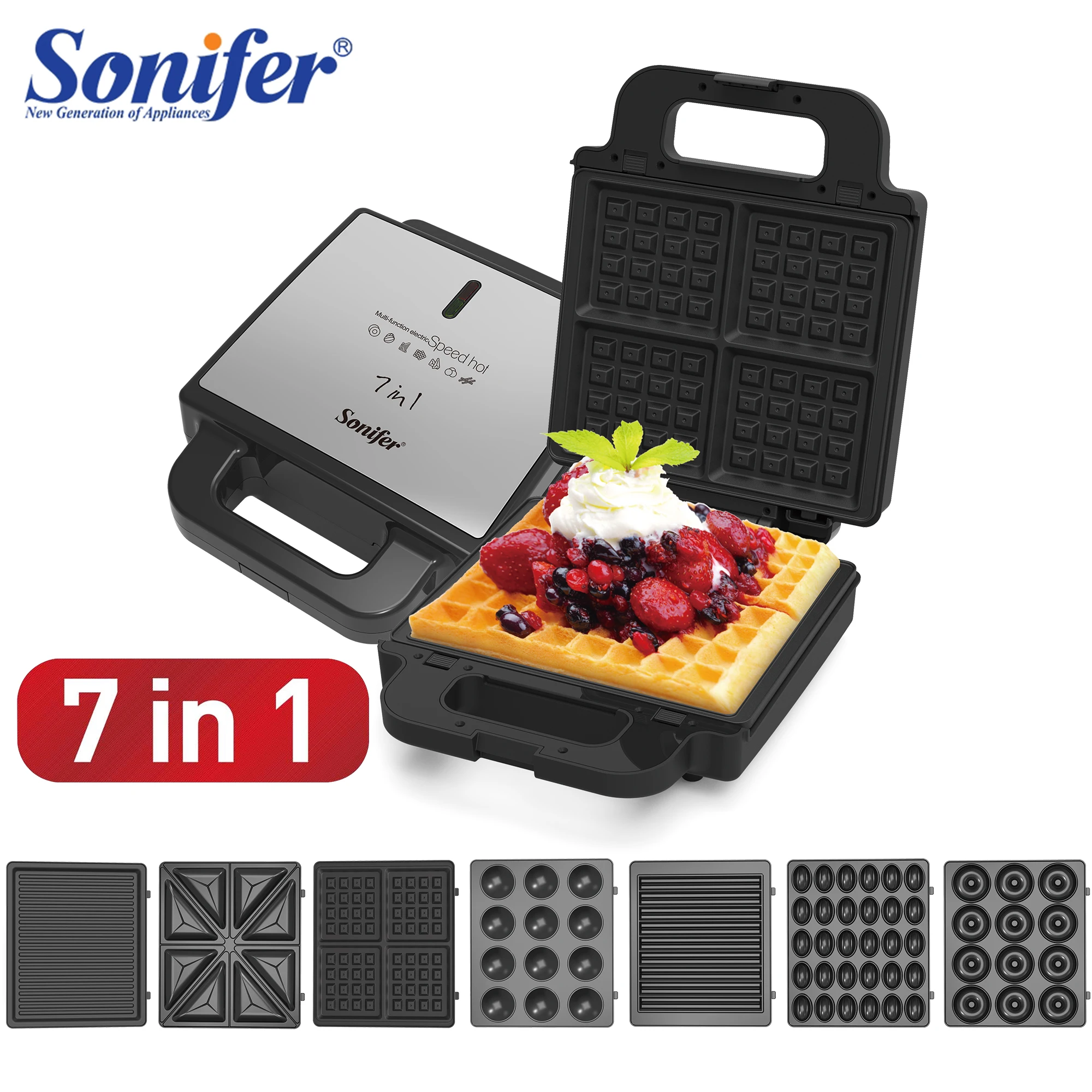 7 In 1 Waffles Maker Electric Sandwiches Machine Cooking Appliances ...