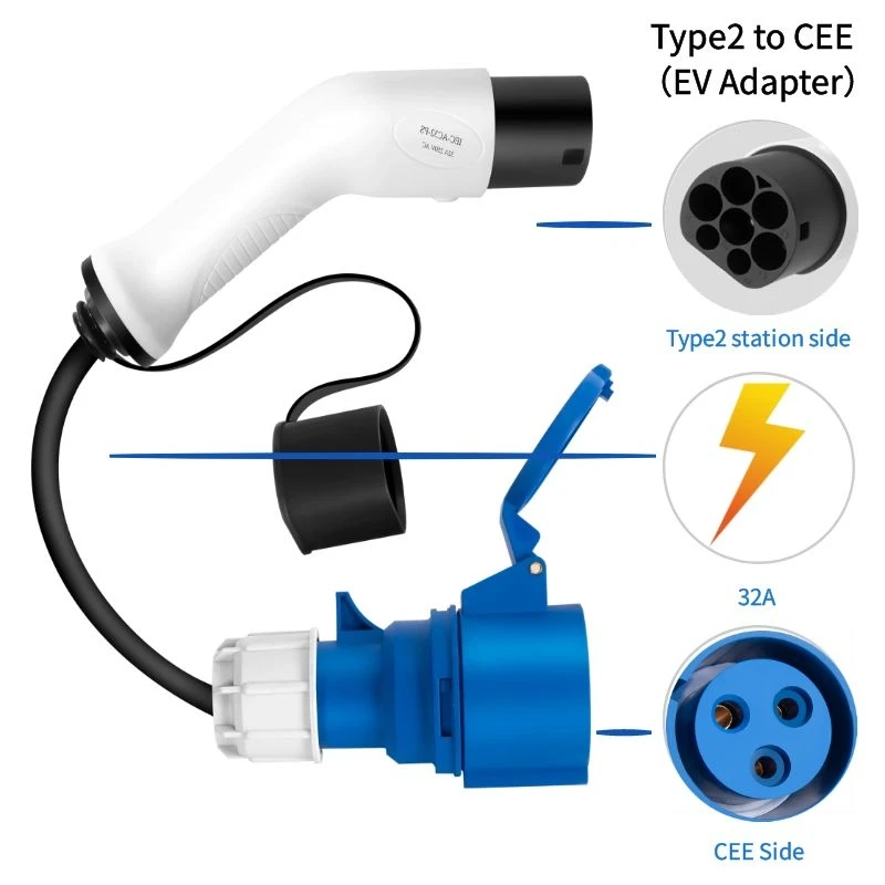 Type2 to CEE EV Adaptor Type 2 Station Plug to Cee EVSE Charger ...