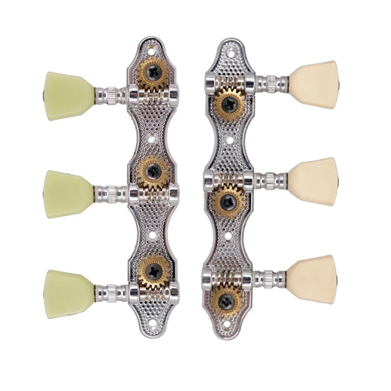 A-Set-Jade-Green-Trapezoid-Buttons-3R3L-Chrome-String-Tuning-Peg-Tuners ...