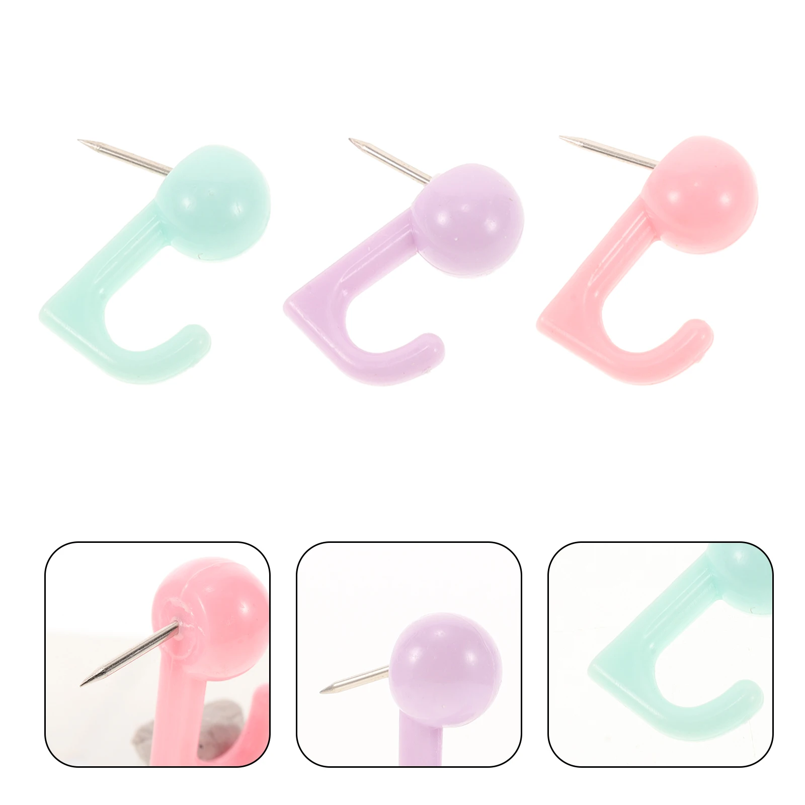 50Pcs Hook Pushpin Wall Thumb Tacks Decorative Hanging Nails Cork Board ...