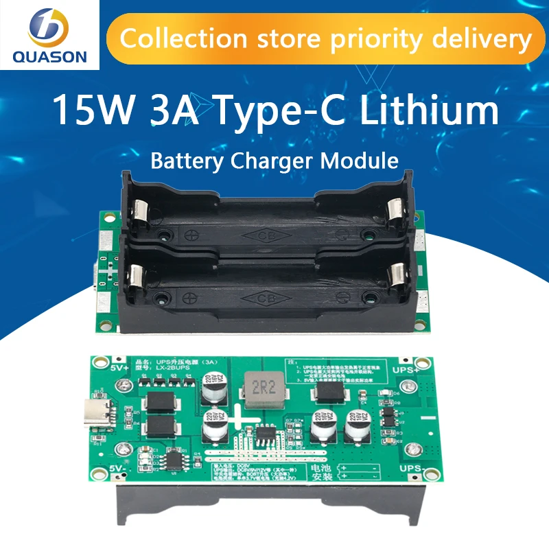 Type C 15W 3A 18650 Lithium Battery Charger Module DC DC Step Up ...