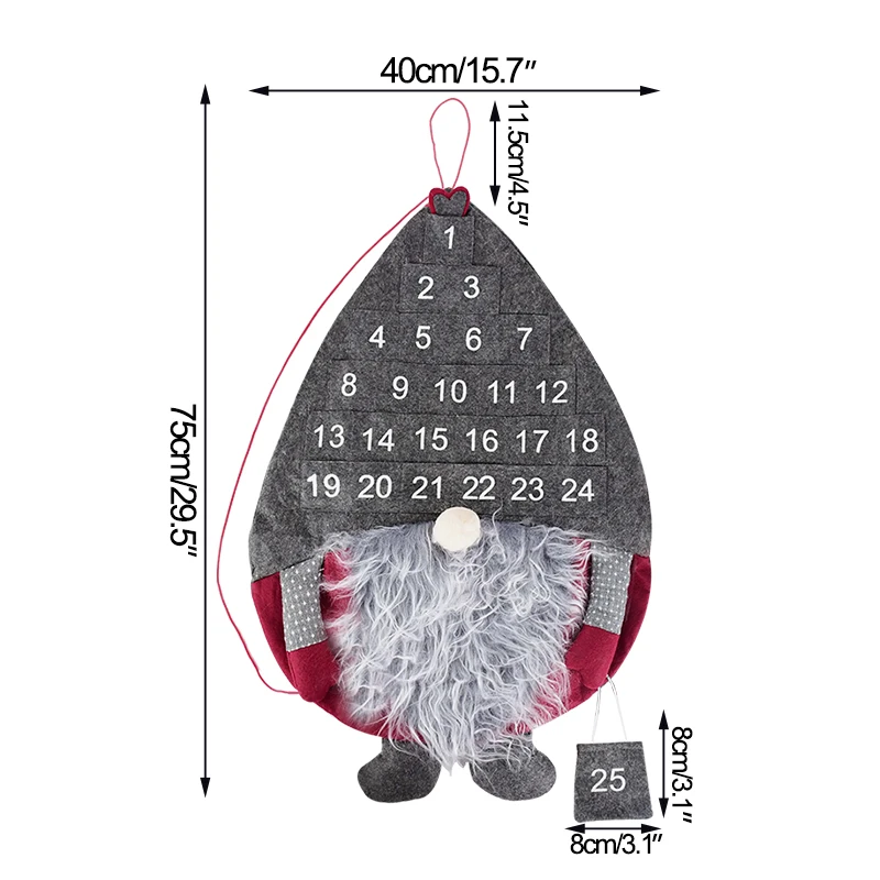 Faceless Santa Claus Advent Calendar - Christmas Wall Decor