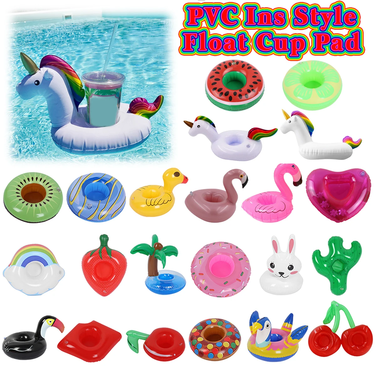 Inflatable-Cup-Holder-Unicorn-Flamingo-Drink-Bottle-Holder-Swimming ...