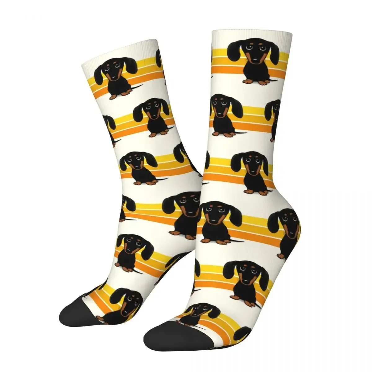 Cute-Black-And-Tan-Smooth-Coated-Dachshund-Cartoon-Dog-Socks-Harajuku ...