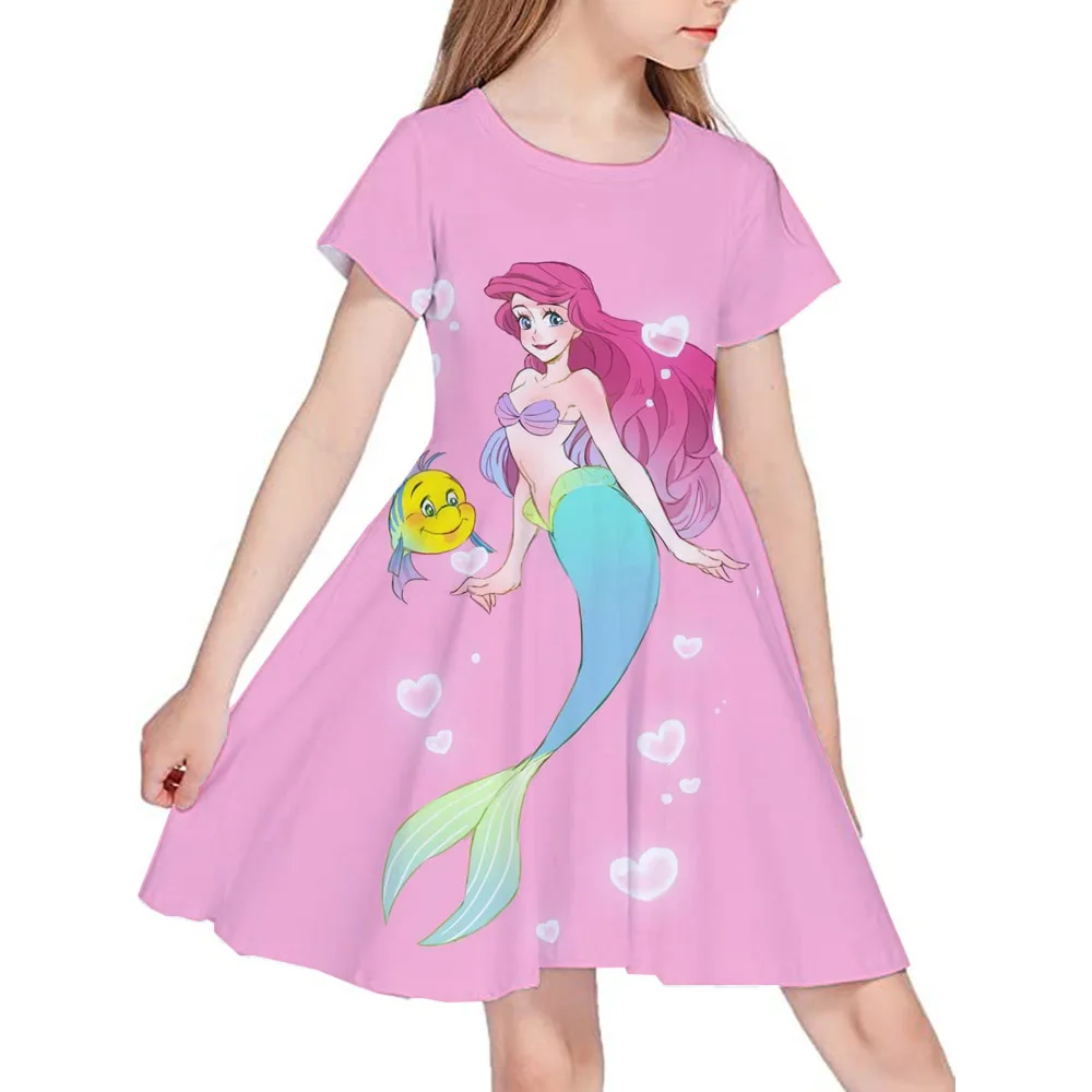 The-Mermaid-Princess-Summer-Girls-Skirt-Short-Sleeved-Dress-3d-Printed ...