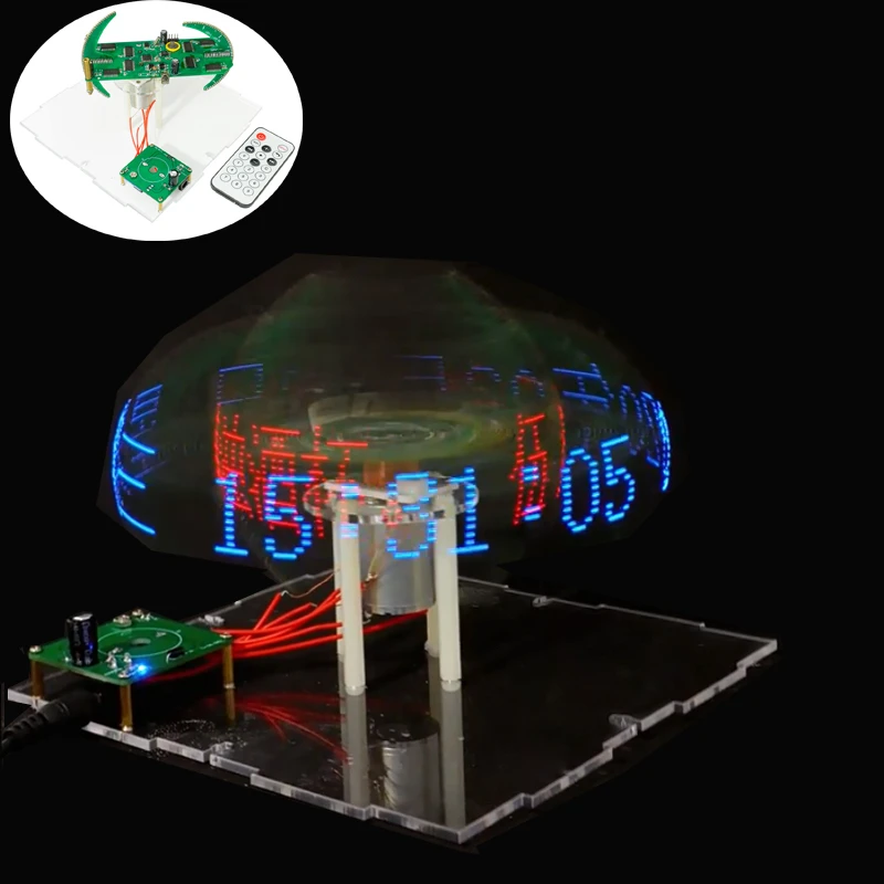 Dual Axis Ball Rotating LED Kit Dual Color Clock Display Self Welding ...