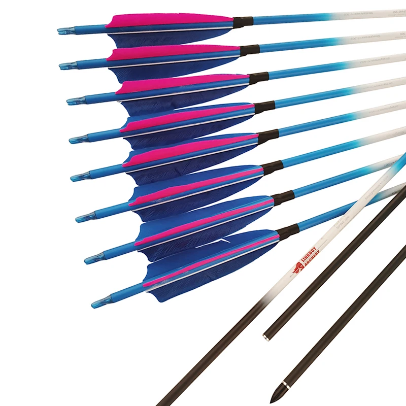 12Pcs-Archery-Carbon-Arrows-ID6-2MM-Spine340-30inch-4inch-Turkey ...