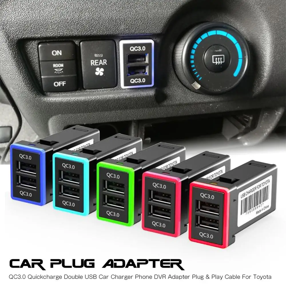 QC3-0-Car-Charger-Dual-USB-Ports-Quick-Charge-PDA-DVR-Adapter-Plug-Play ...