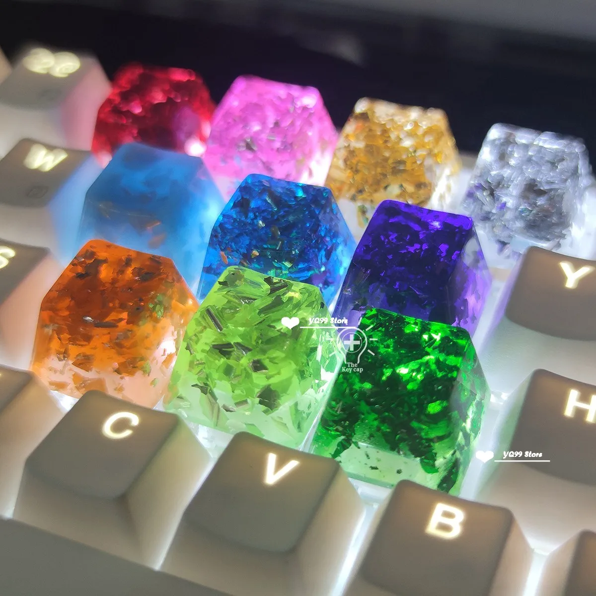 1pc Handmade Resin Keycaps Custom Mechanical Keyboard Multicolor Gold ...
