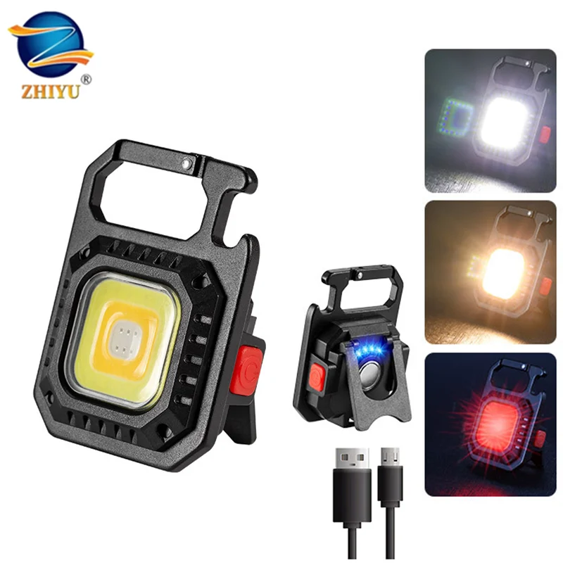 미니 LED 손전등 7 가지 모드 키체인 작업등, USB 충전식 LED 라이트, 소형 코르크 스크류 마그네틱 작업등| | - AliExpress