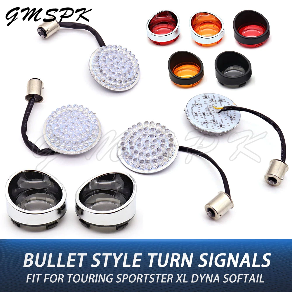 1157 1156 Motorcycle LED Bullet Style Turn Signal Light Inserts+Lens ...